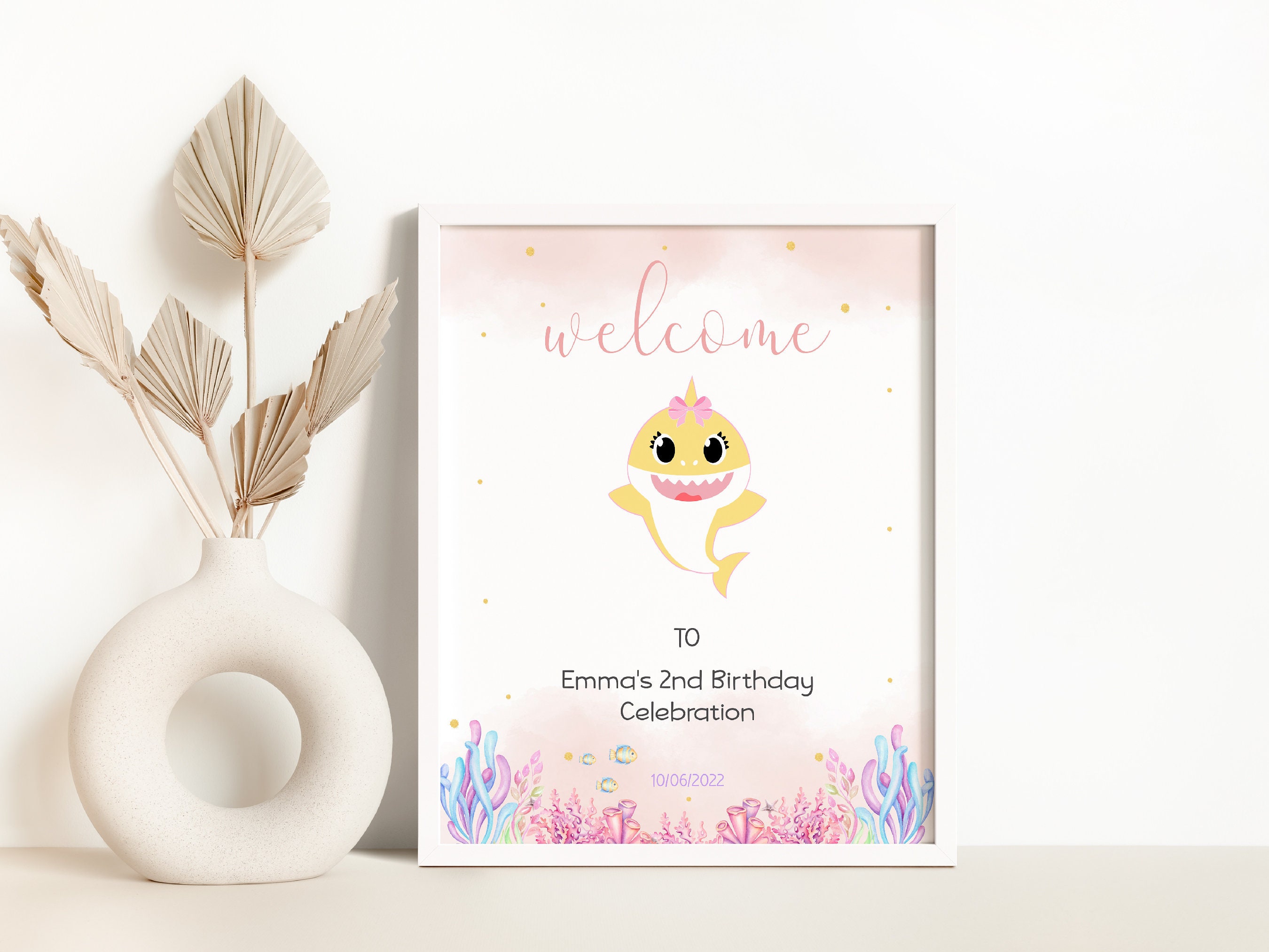 Shark Birthday Welcome Sign, Shark Birthday Party Welcome Board ...