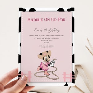 Rodeo Minnie Mouse Birthday Invitation, Cowgirl Minnie Mouse Birthday ...