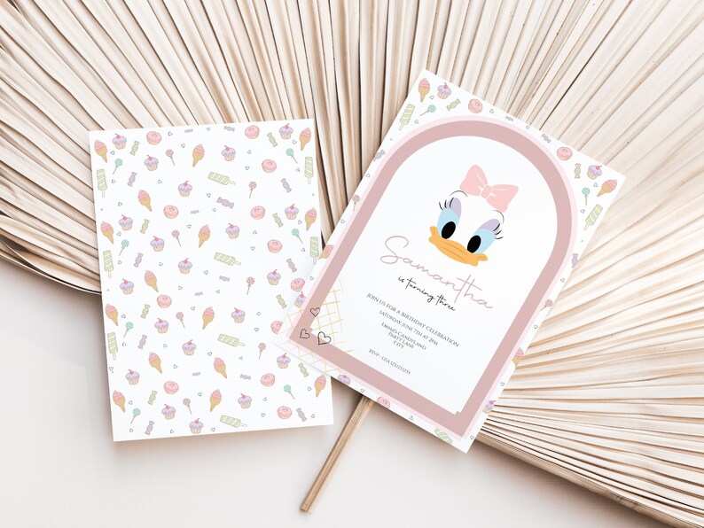 Daisy Duck Invitation, Girl Daisy Birthday Party Invite, Editable ...