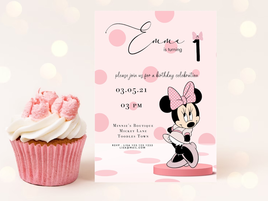 Minnie Mouse Birthday Invitation, Girl Pink Minnie Mouse Birthday Party ...