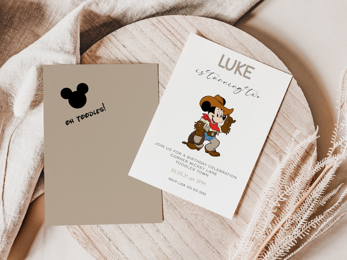Rodeo Mickey Mouse Birthday Invitation, Cowboy Mickey Mouse Birthday ...