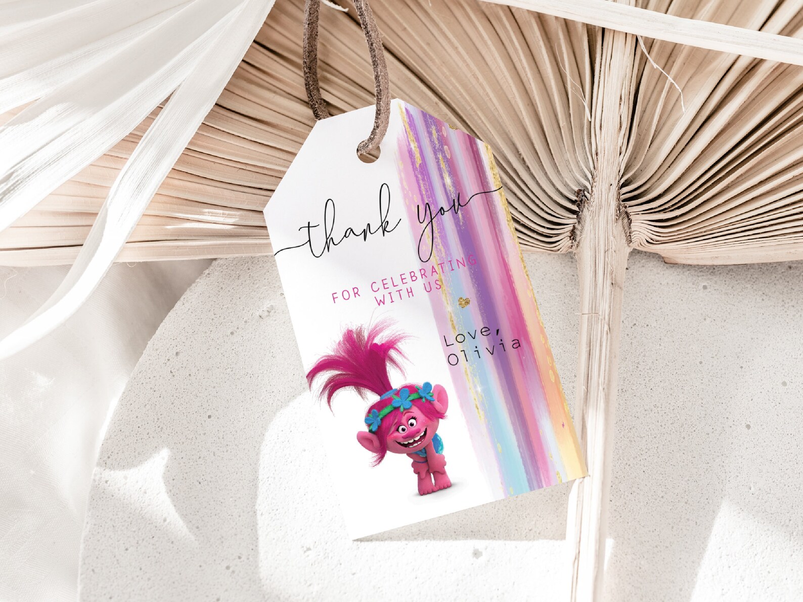 Kids Birthday Favor Tag, Trolls Birthday Thank You Tag, Birthday Party ...
