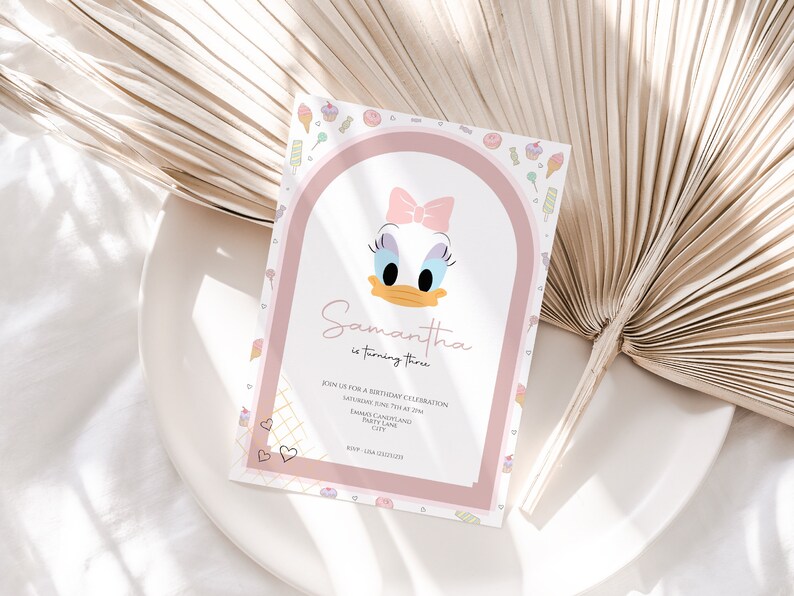 Daisy Duck Invitation, Girl Daisy Birthday Party Invite, Editable ...