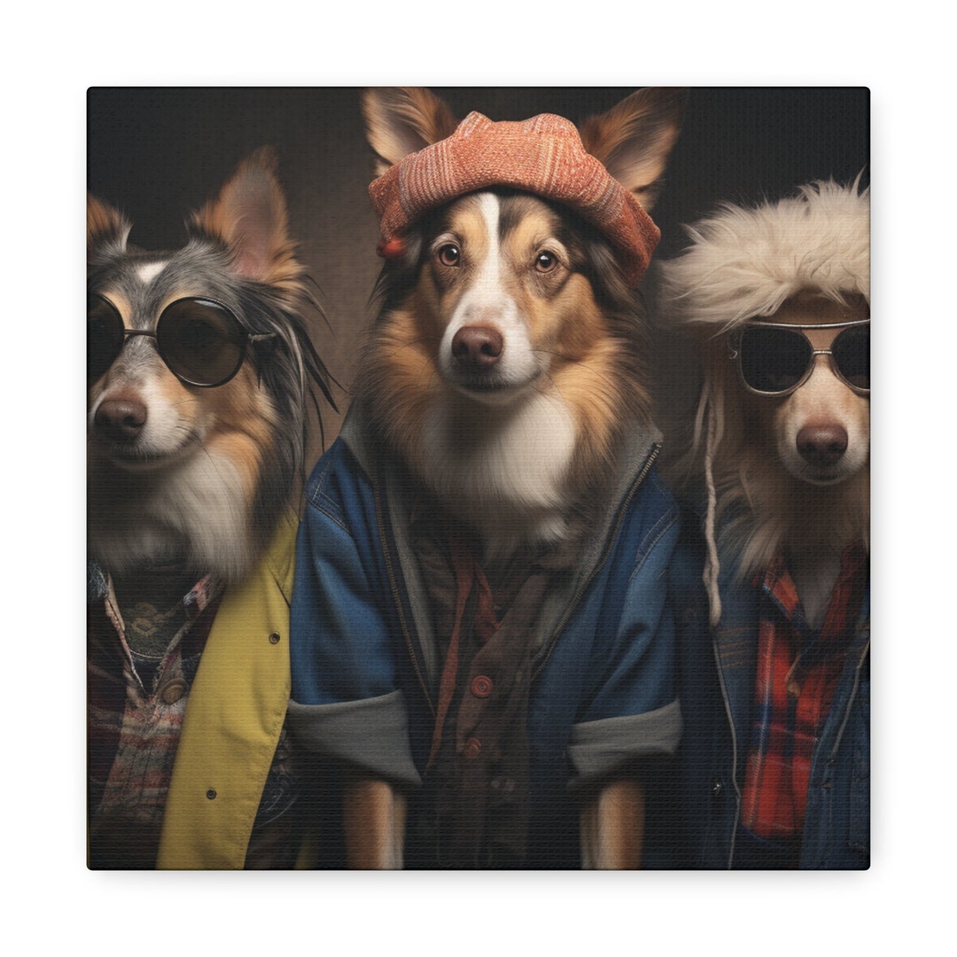 Dogs Dressed as Humans. Canvas Gallery Wrap - Etsy