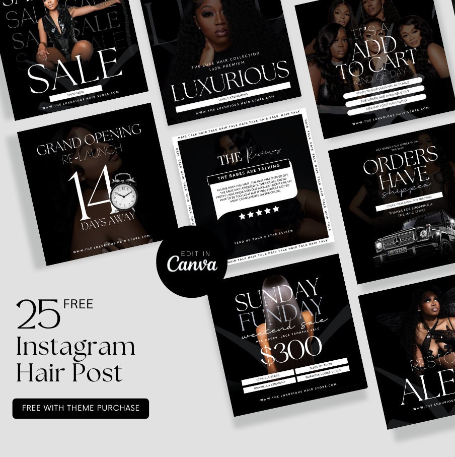 Shopify Hair Website Template, Hair Website, Shopify Website Theme With ...