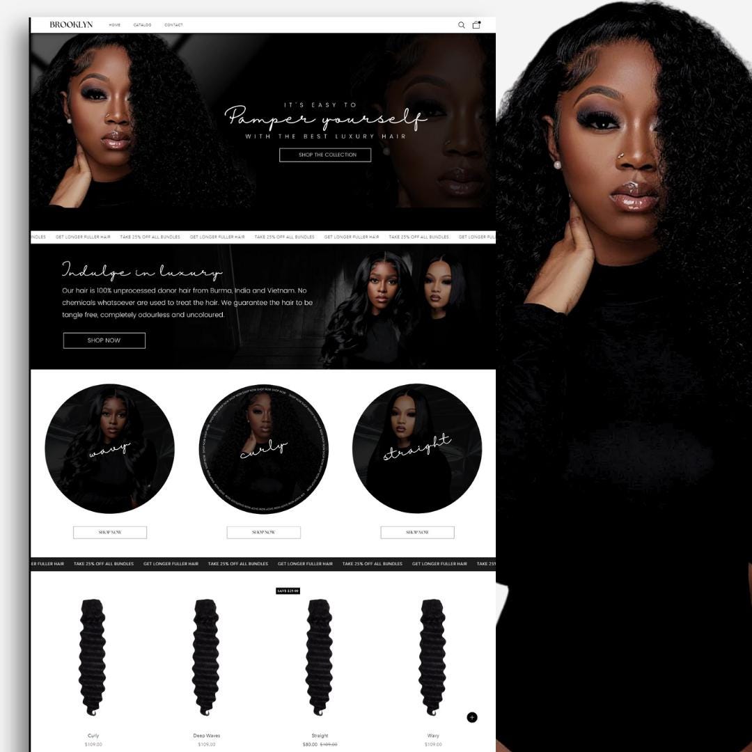 Hair Website Design, Hair Website Template, Hair Tag Branding Kit ...