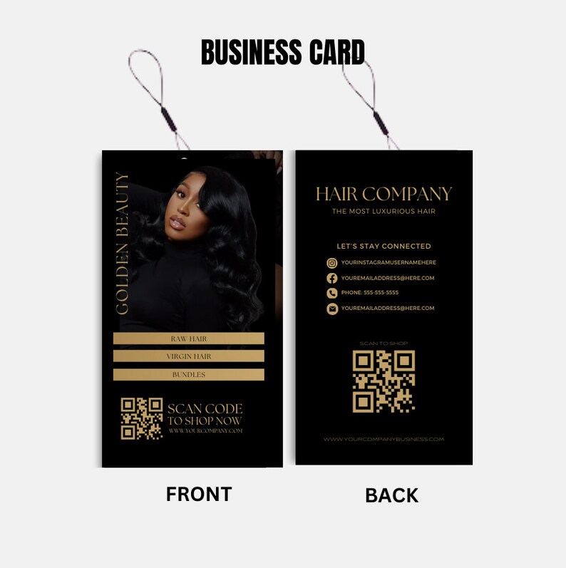 Hair Tag Template Bundle: Extension Hang Tags, Thank You Card (canva ...
