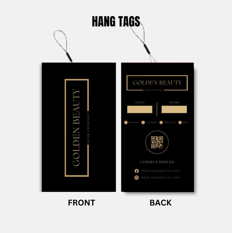 Hair Tag Template Bundle: Extension Hang Tags, Thank You Card (canva ...