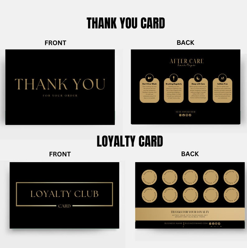 Hair Tag Template Bundle: Extension Hang Tags, Thank You Card (canva ...