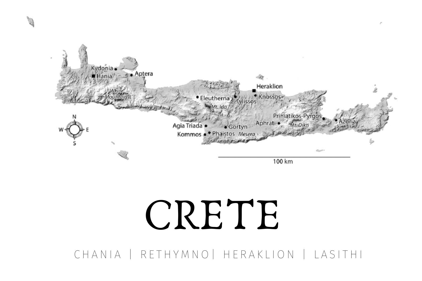 Kretische Karte KRETA Karte Passen Sie Ihre persönliche Geschenkkarte ...