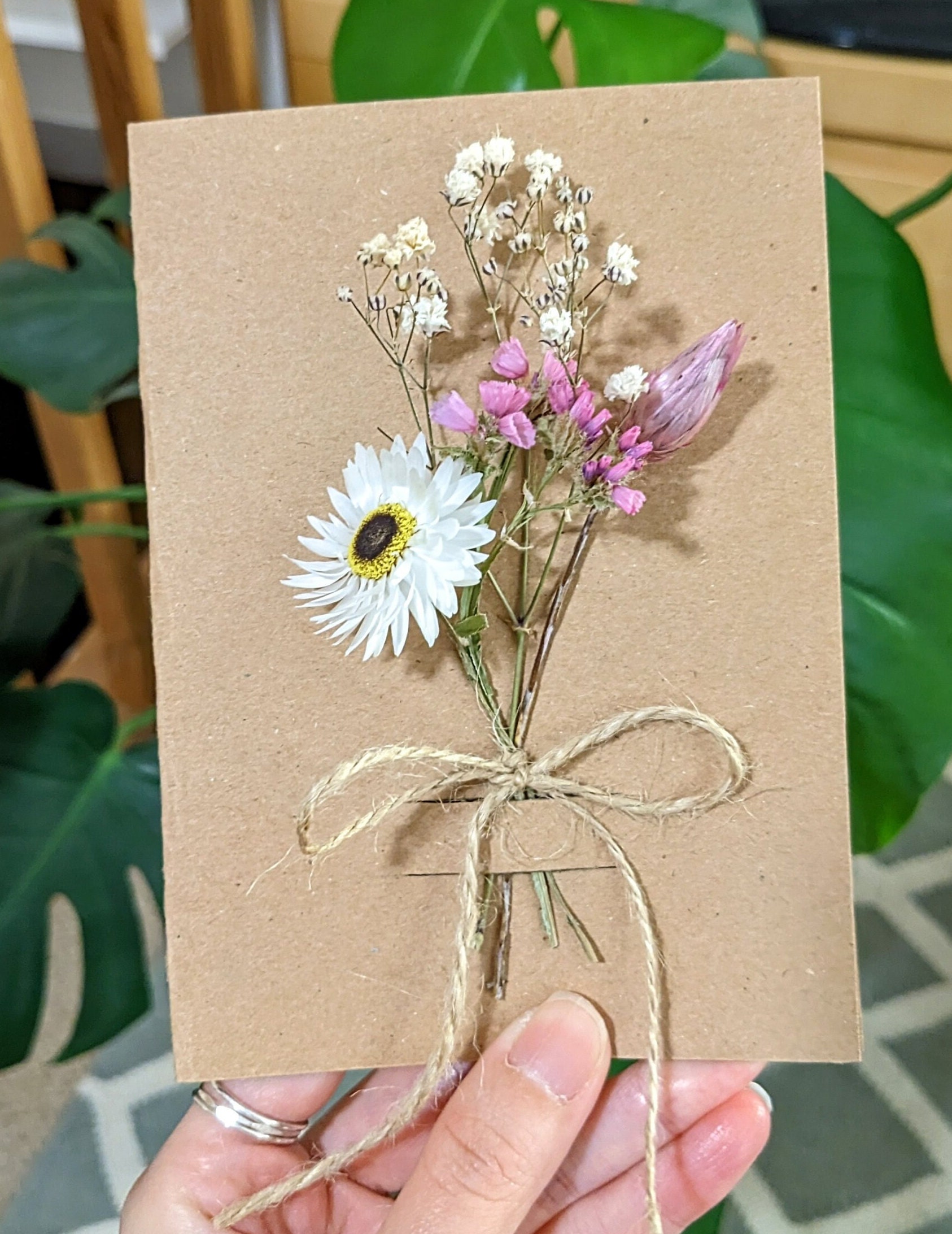 Personalised Natural Dried Flowers Card Birthday Card - Etsy