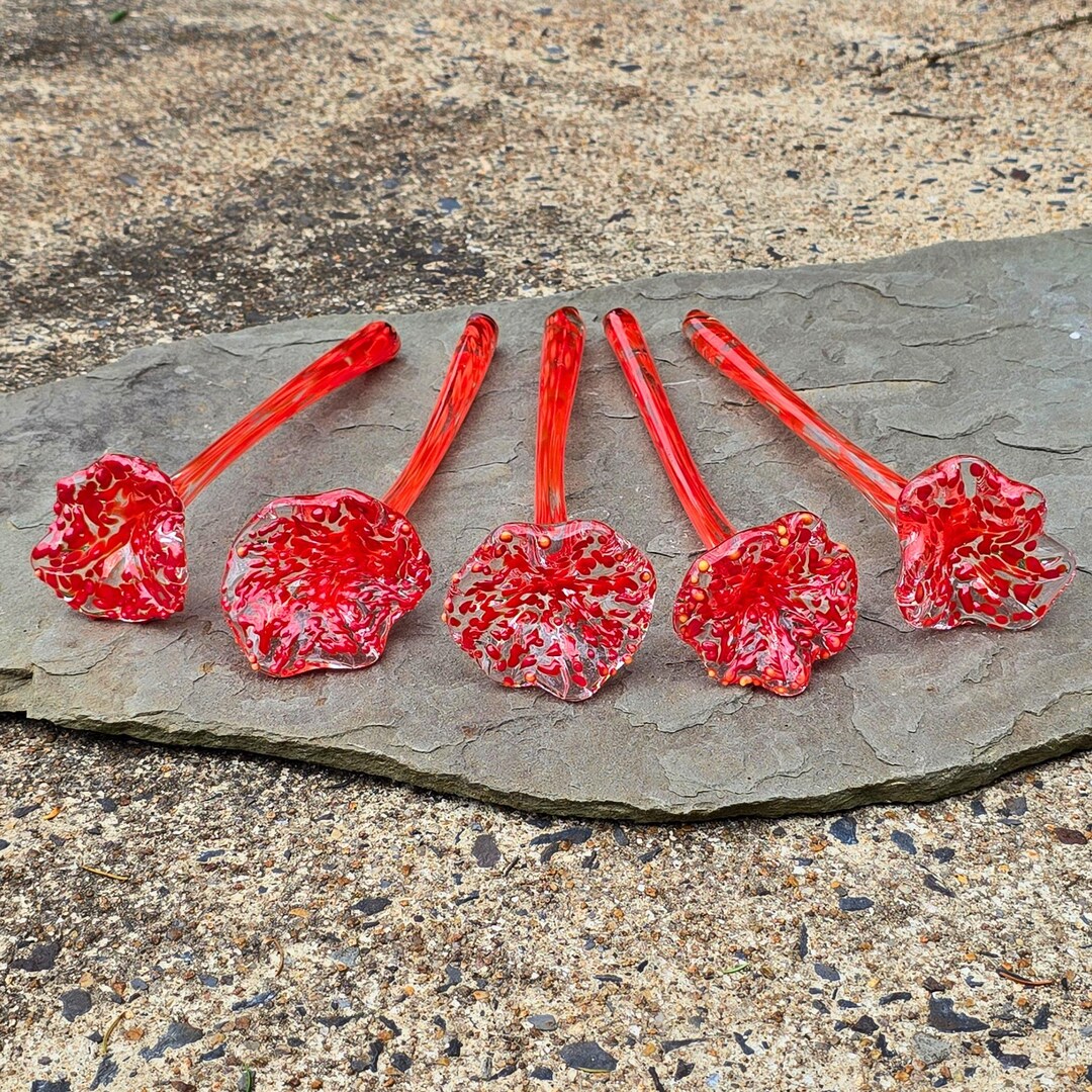 Fire Red Glass Flower With Fire Red Stem *limited Edition* - Sold ...