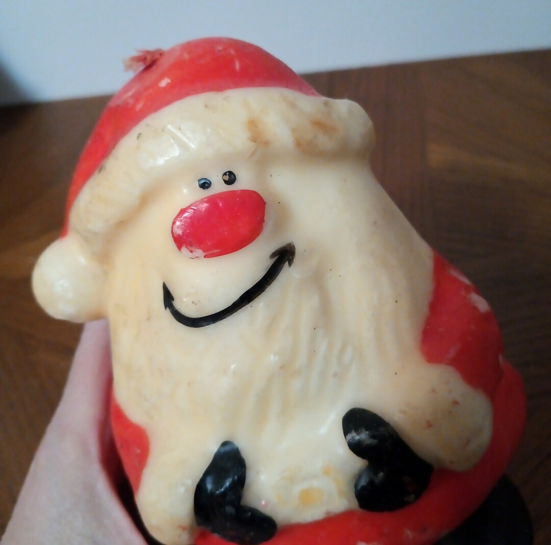 Vintage Santa Claus Candle Chubby Christmas Candle Cartoon Santa ...
