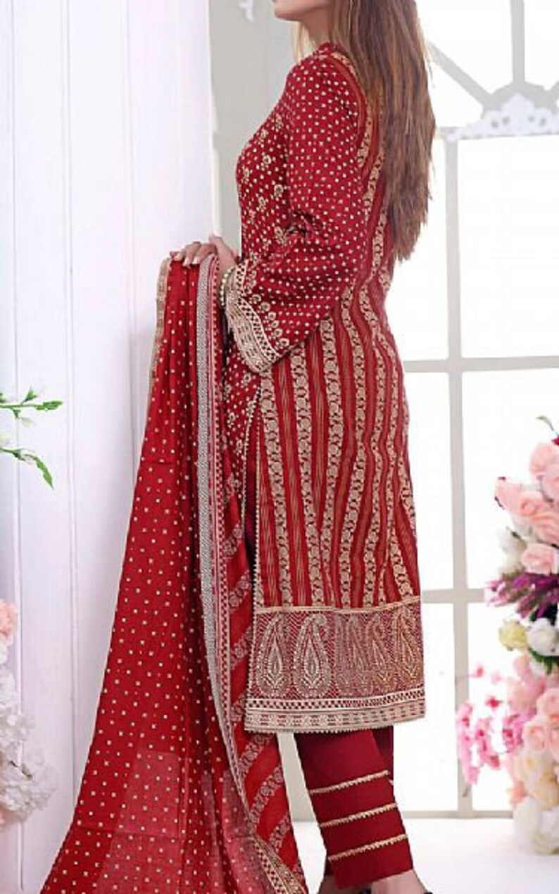 Vs Textile Scarlet Cambric Suit - Etsy