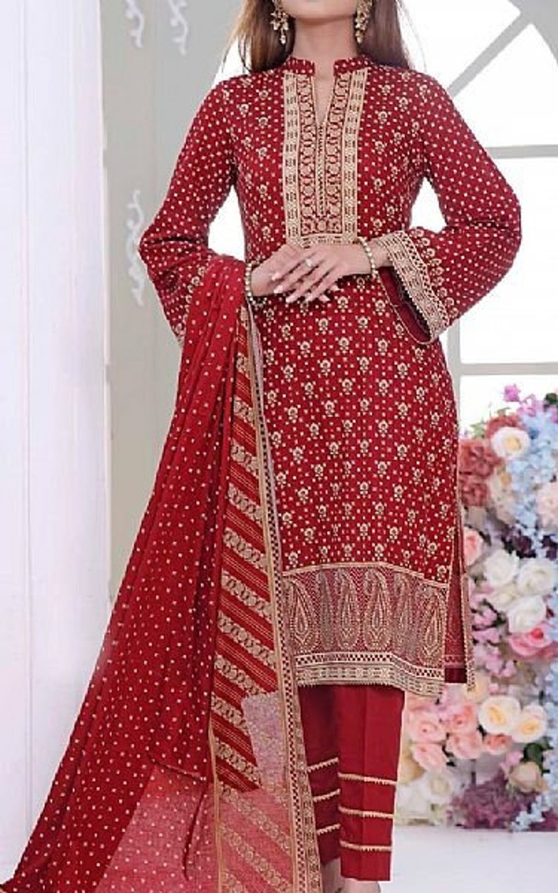 Vs Textile Scarlet Cambric Suit - Etsy