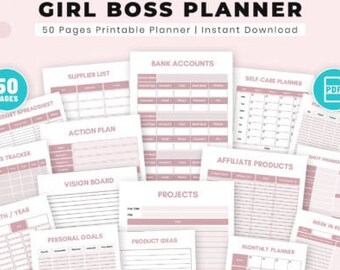 Girl Boss Planner Printable Girl Boss Day Planner Girl Boss Planner ...