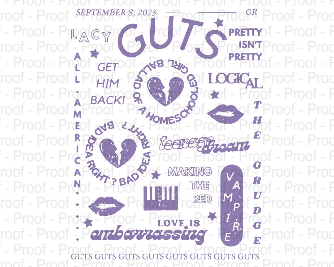 Olivia GUTS Track List PNG and SVG Digital Download Cricut Silhouette ...