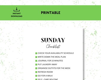 Printable Sunday Reset Checklist | Sunday To-do List PDF | Digital ...