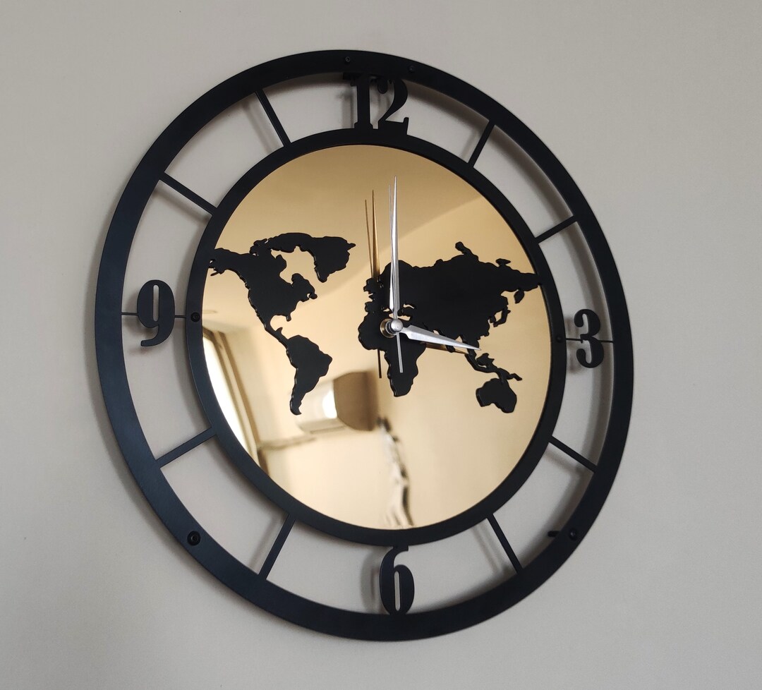 World Map Metal,wall Decoration ,word Map, Modern Wall Clock, Home ...