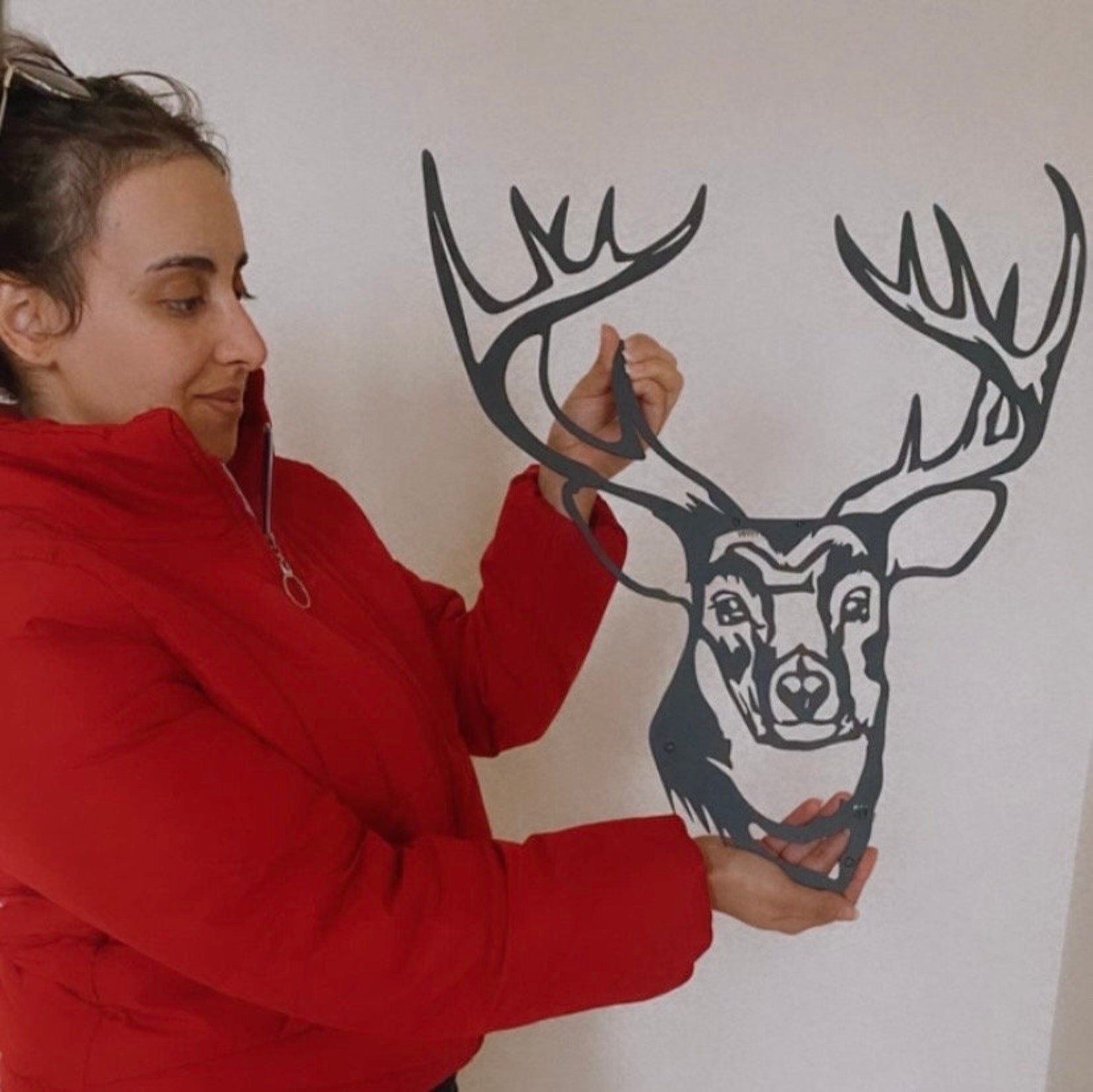 Deer Metal Wall Art Decor Artwork Home Deco Wall Art Deer Head Metal ...