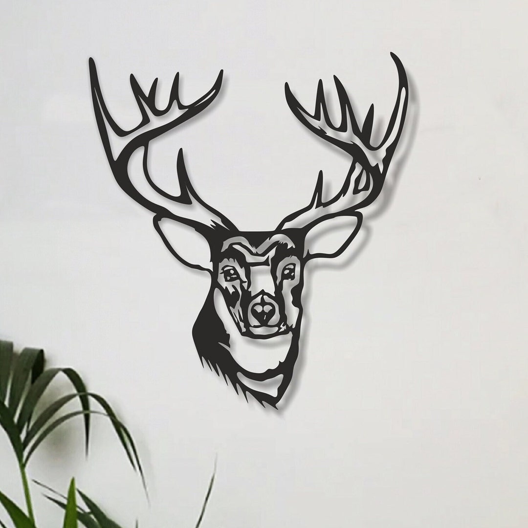 Deer Metal Wall Art Decor Artwork Home Deco Wall Art Deer Head Metal ...