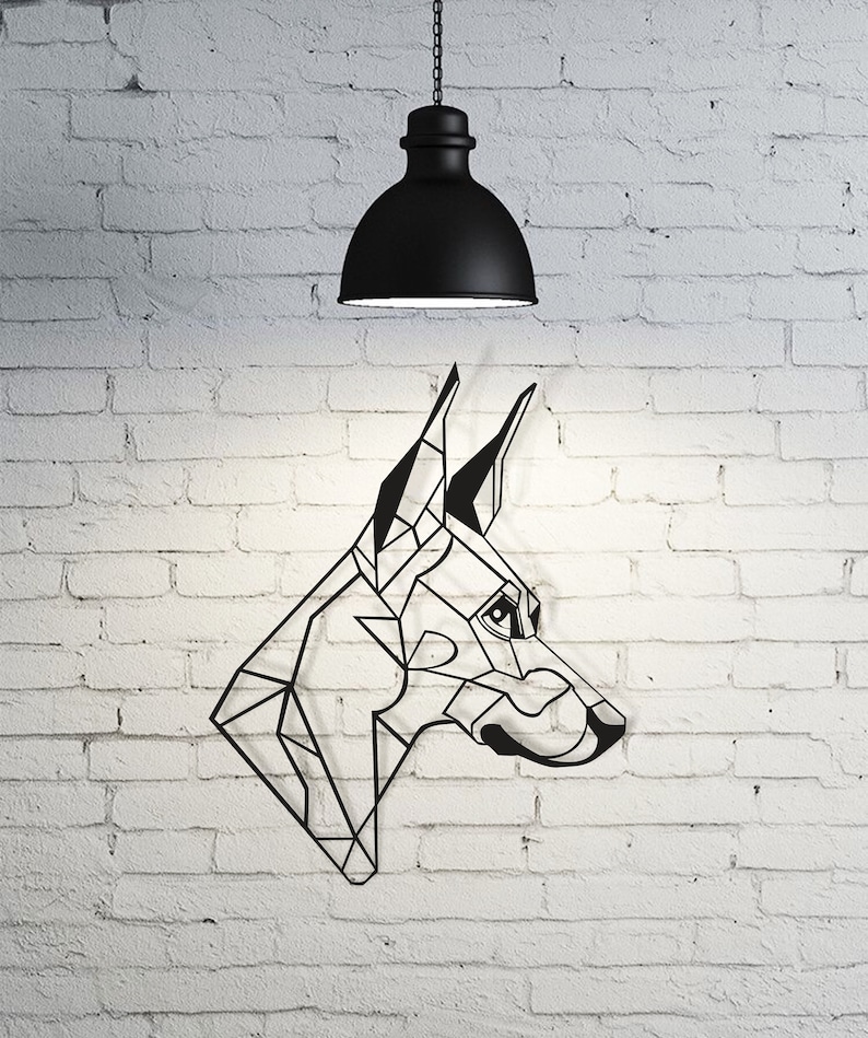 Metal Wall Decor Dobermann Geometry Dog Wall Art Wall Art Animal Wall ...