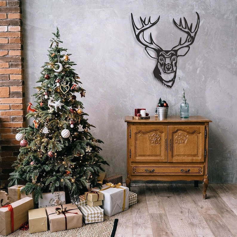 Deer Metal Wall Art Decor Artwork Home Deco Wall Art Deer Head Metal ...