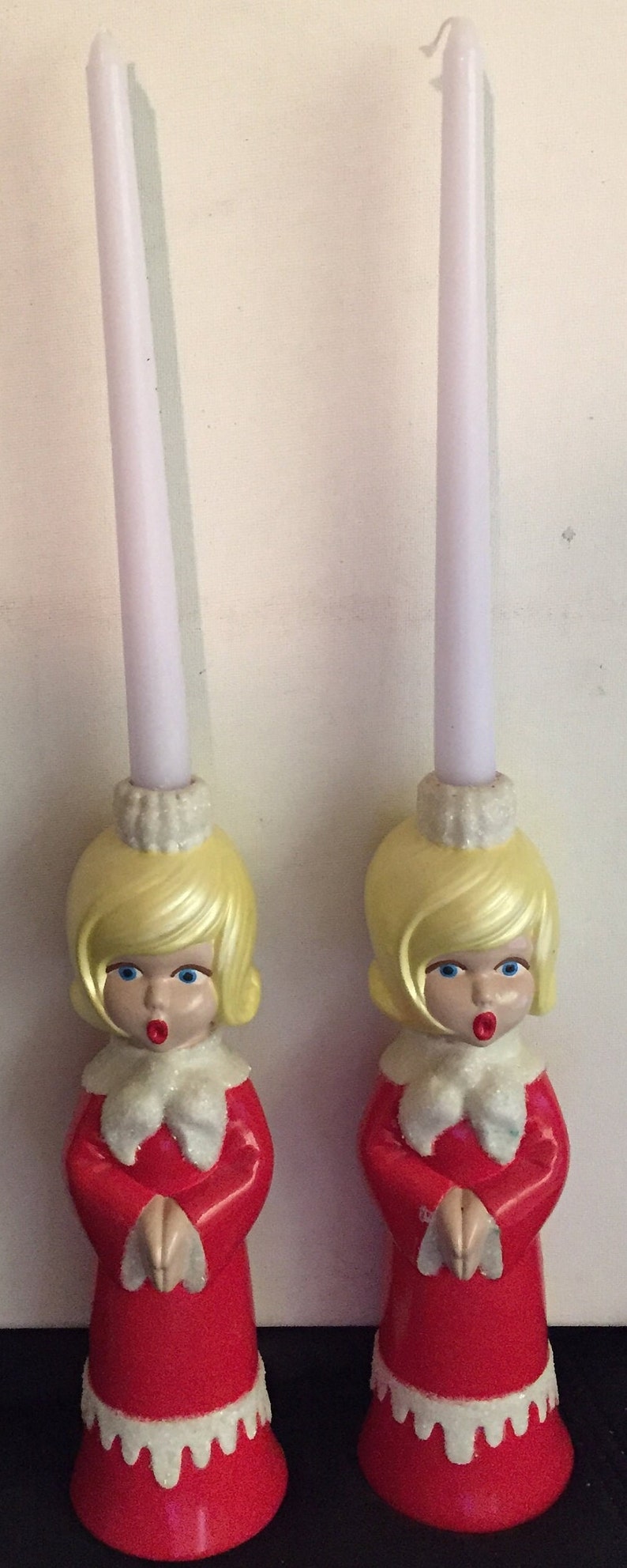 Vintage Ceramic Christmas Carolers Candle Stick Holders Set of 2 - Etsy