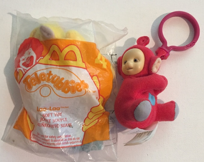 Vintage 2000 Teletubbies Keychain/ Soft Toy Happy Meal Toy Laa-laa & Po ...