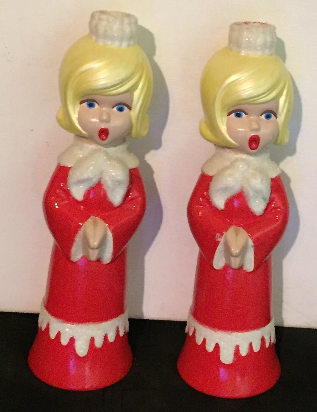Vintage Ceramic Christmas Carolers Candle Stick Holders Set of 2 - Etsy
