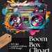 Retro Boom Box Clipart Radio PNG Music 80's Clipart Boombox Art Retro ...