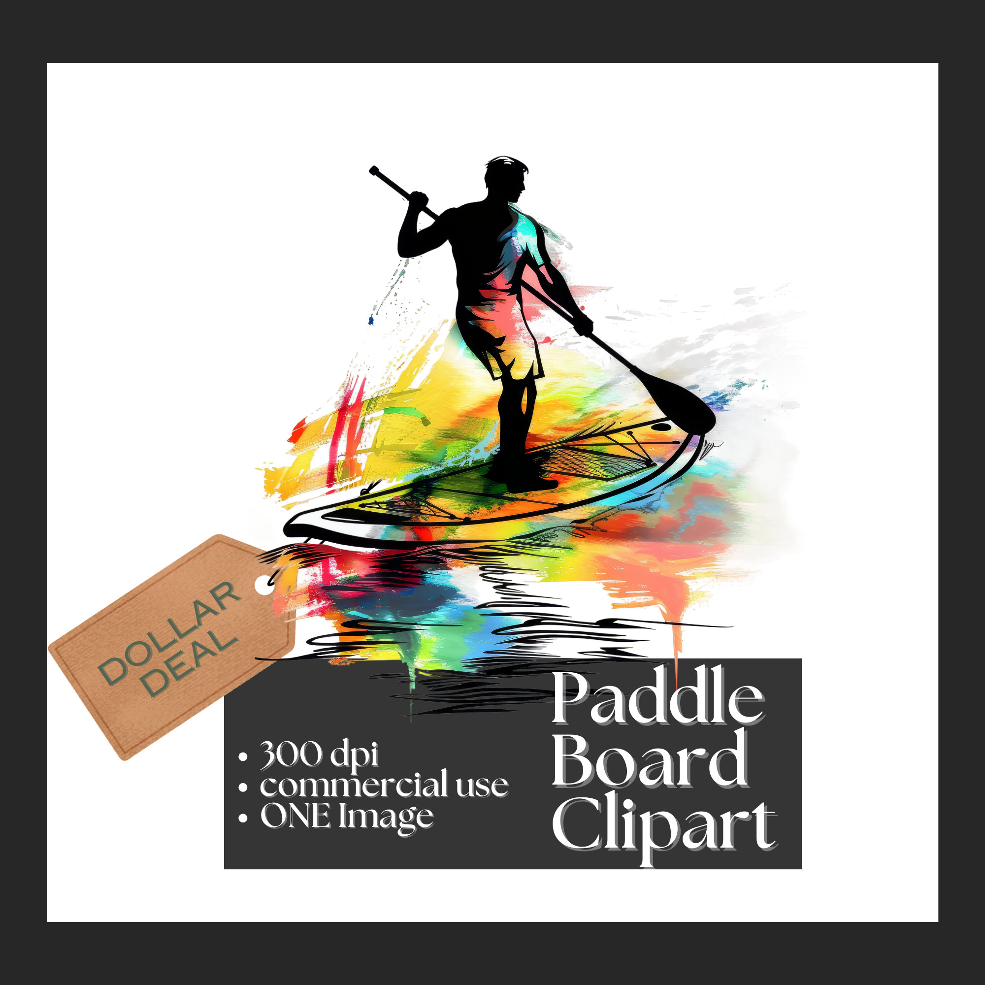 Paddle Boarding Clipart - Summer Surfing Stand up Paddle Board Graphic ...