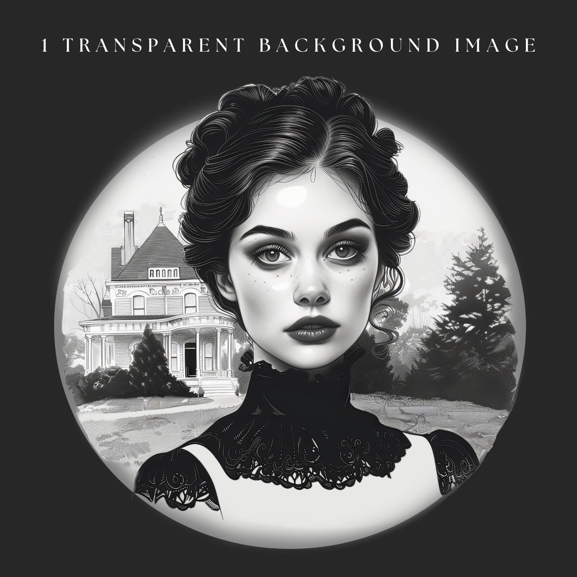 Gothic Homemaker Clipart Vintage Dark Elegance Housewife Nostalgic ...