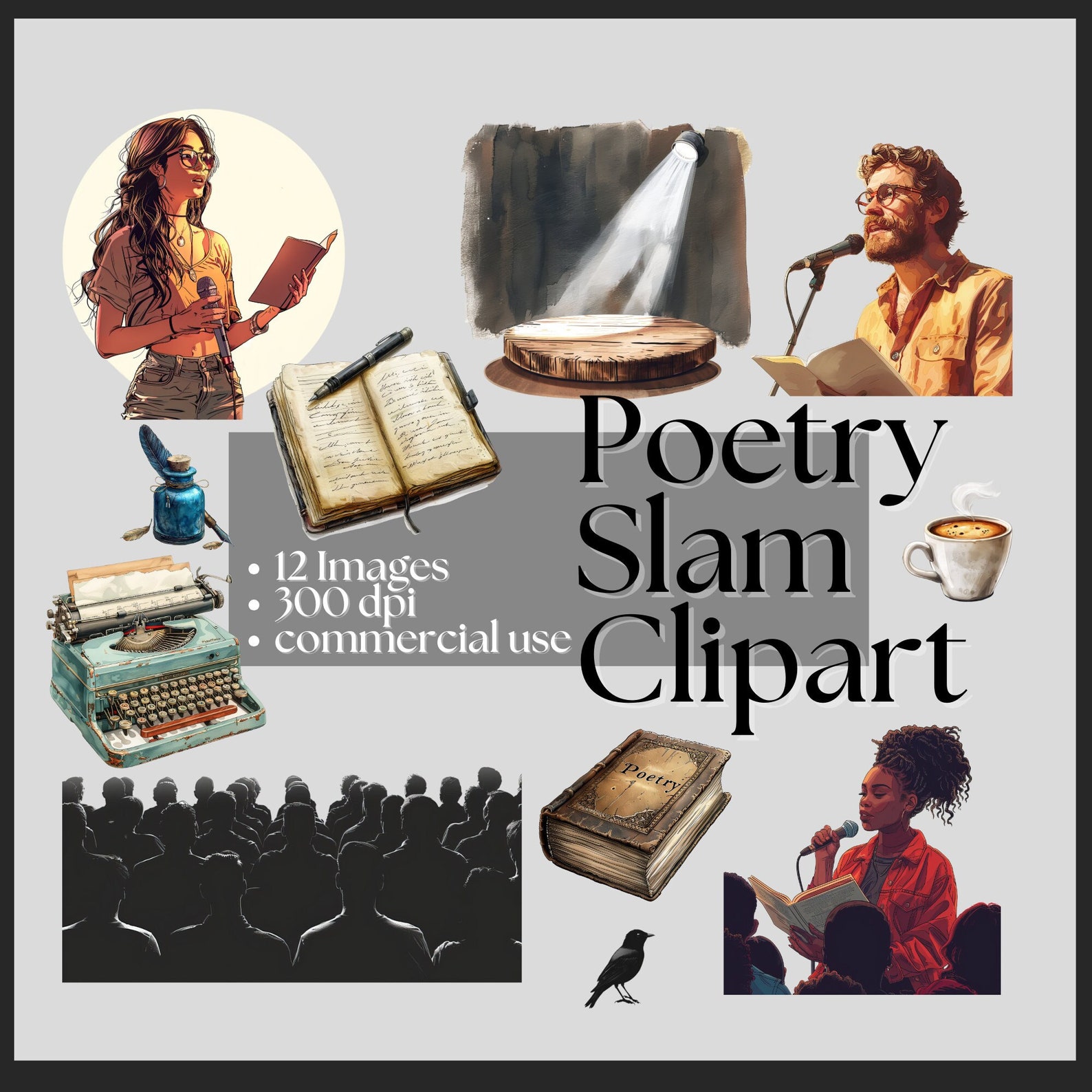 Poetry Slam Clipart - Reciting Poetry Creative Writing Graphics Urban ...