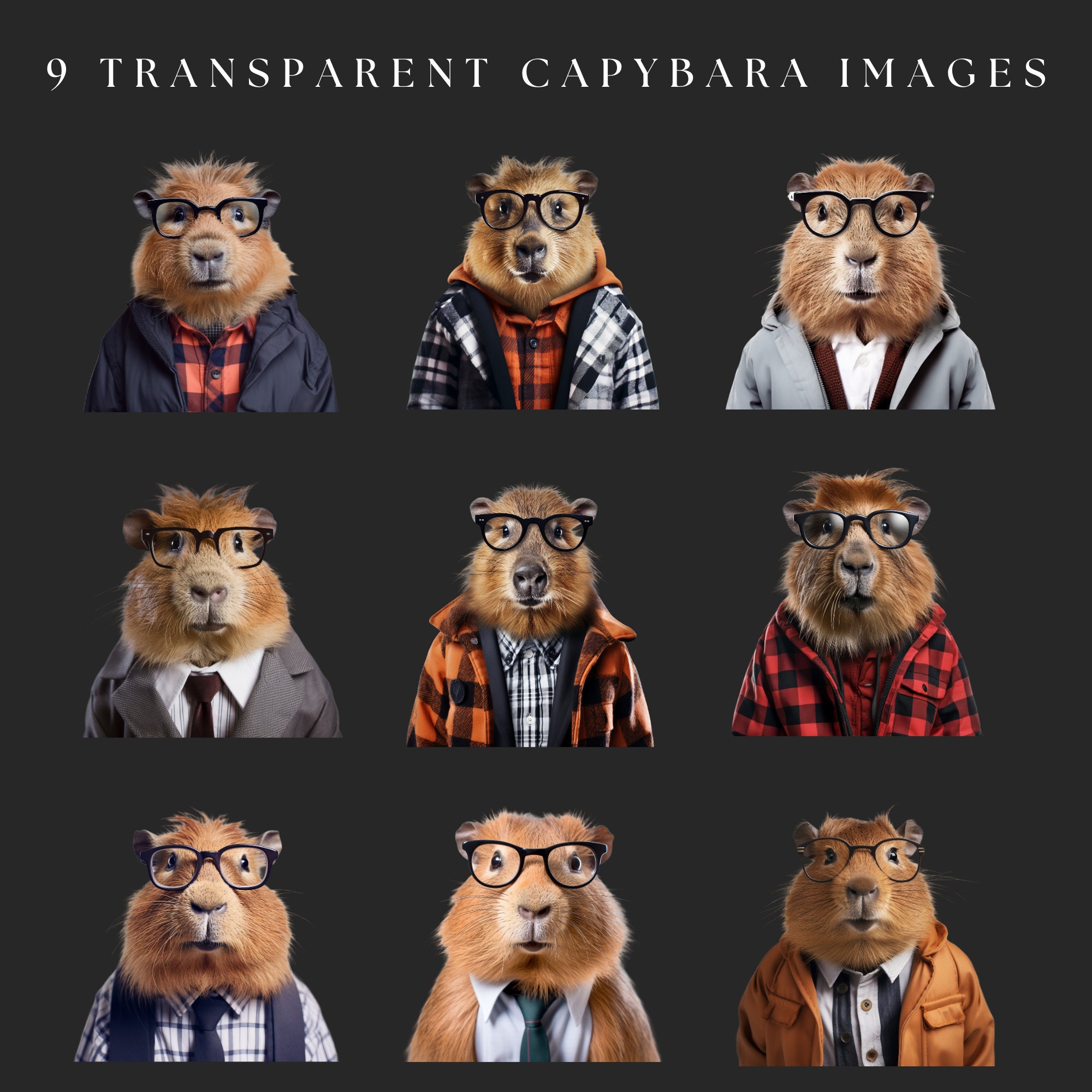 Capybara Clipart Set Cute Capybara Digital Graphics Adorable Rodent ...