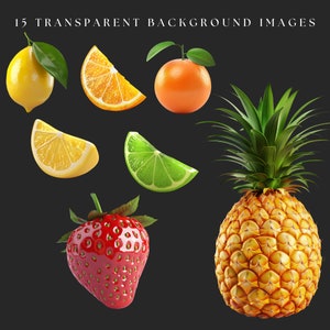 Fruit Clipart Pack Healthy Food Kiwi Mango Pineapple Papaya Strawberry ...