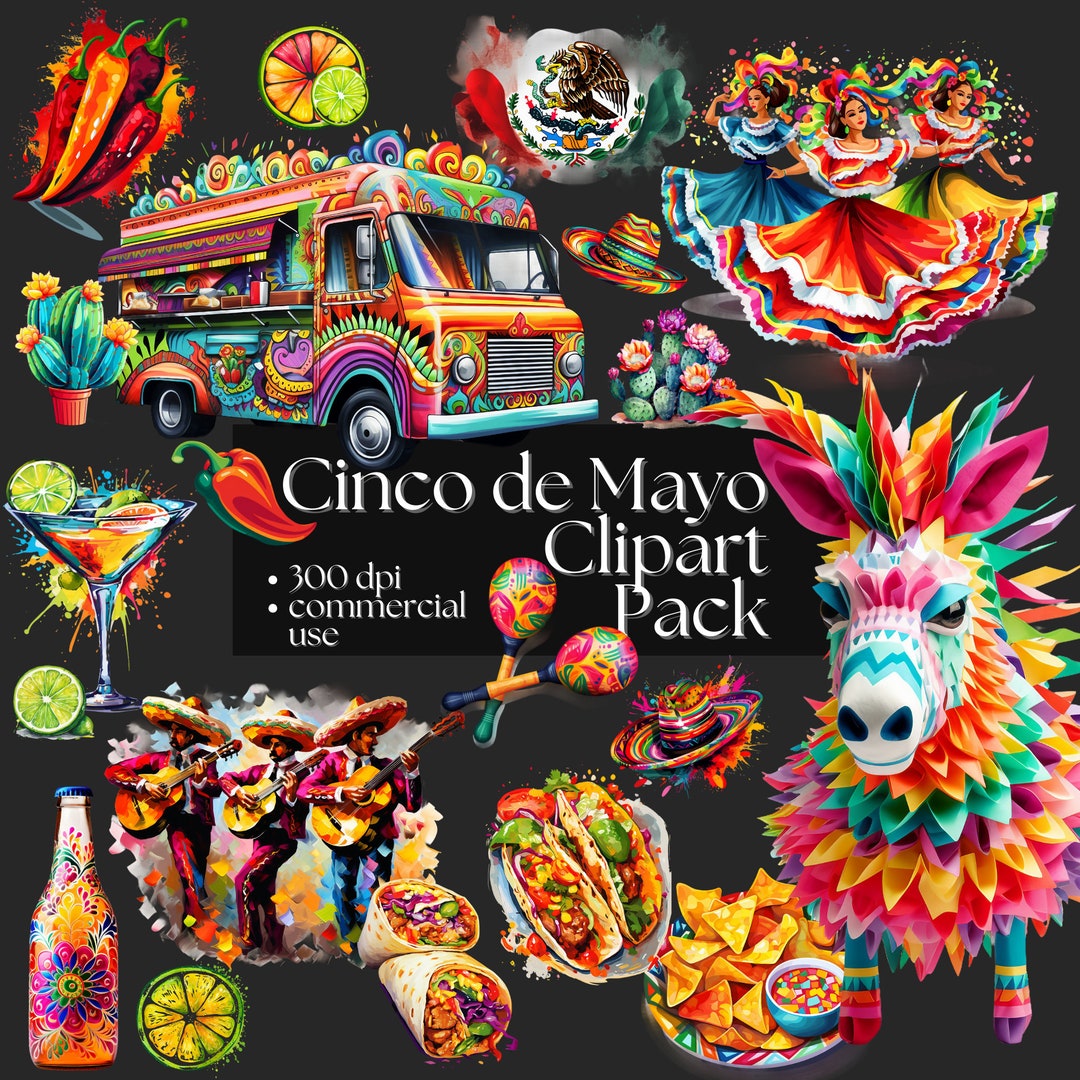 Cinco De Mayo Clipart Fiesta Digital Download Mexican Celebration ...