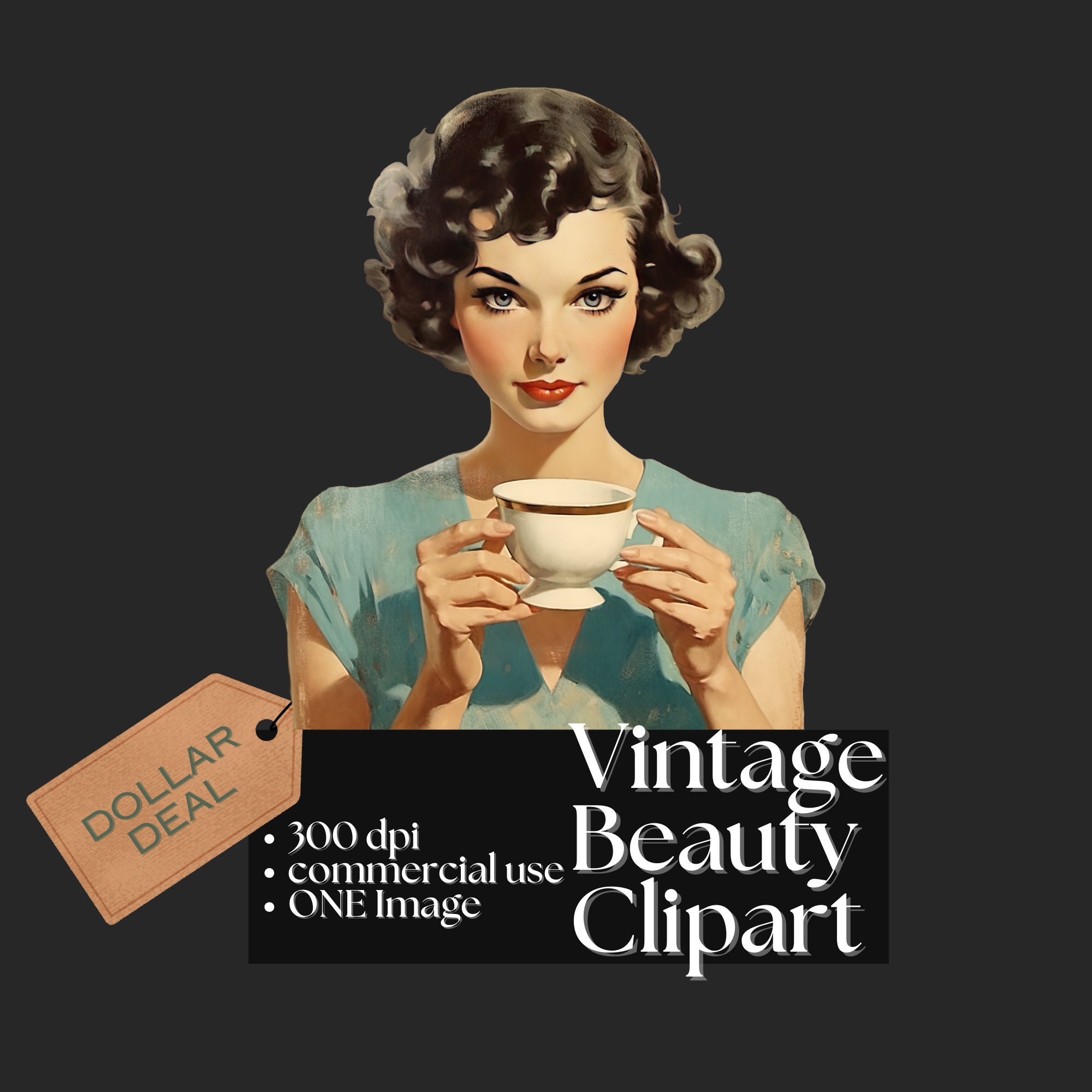 Vintage Beauty Clipart 300 DPI 50s Lady Retro Woman Vintage Art Woman ...