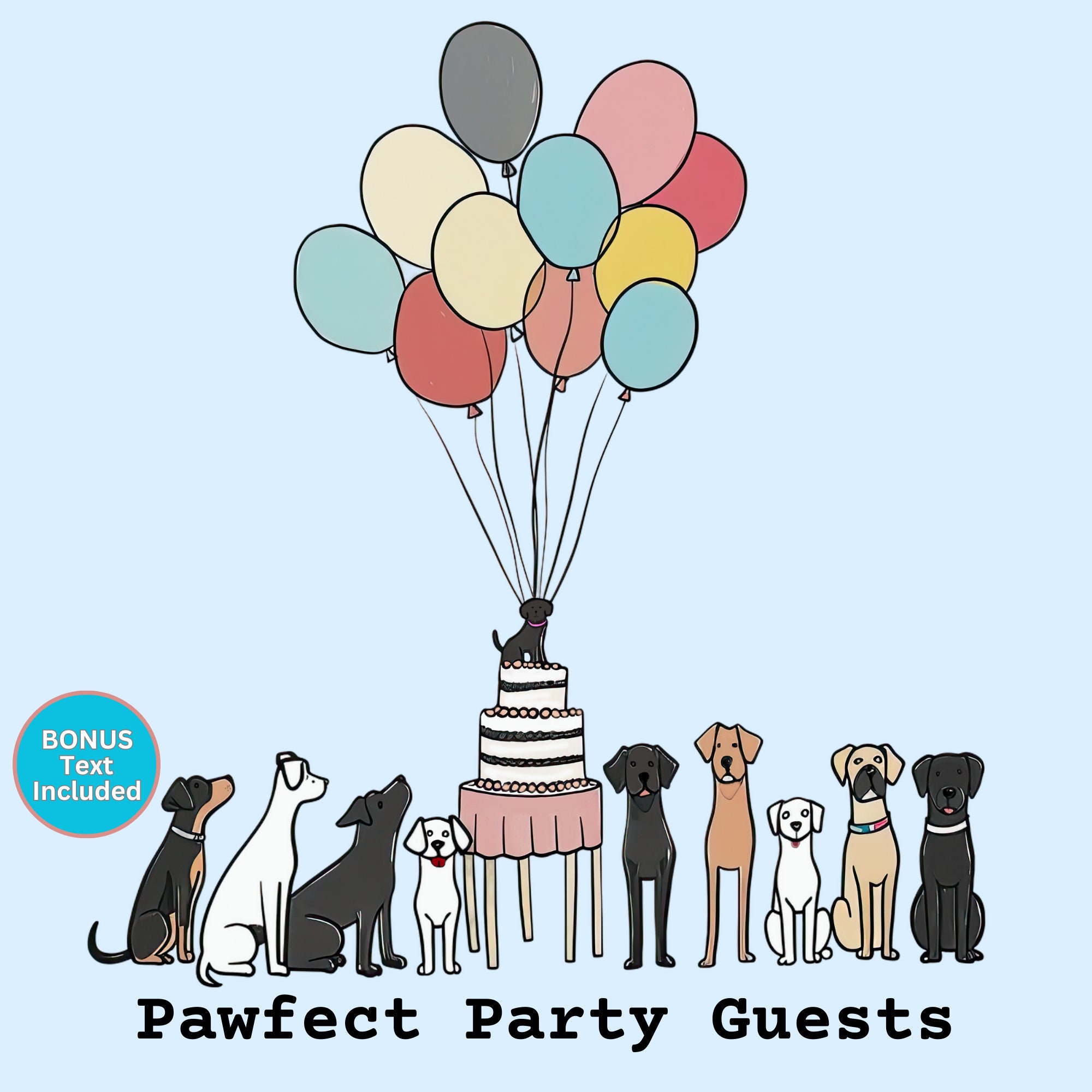 Dog Birthday Party Clipart- Dog Lover Funny Animal Graphic Shirts ...