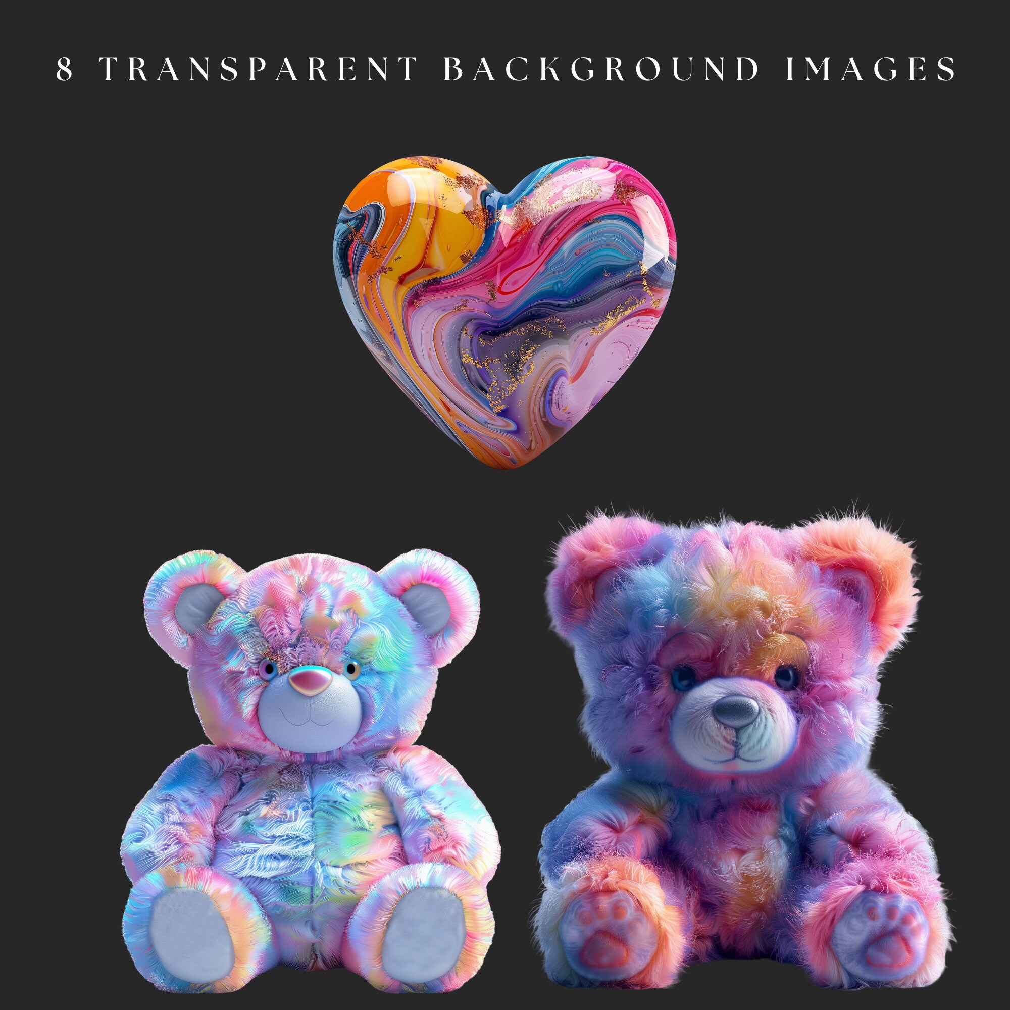 Colorful Teddy Bear Clipart Whimsical Bright Neon Teddies Vibrant ...