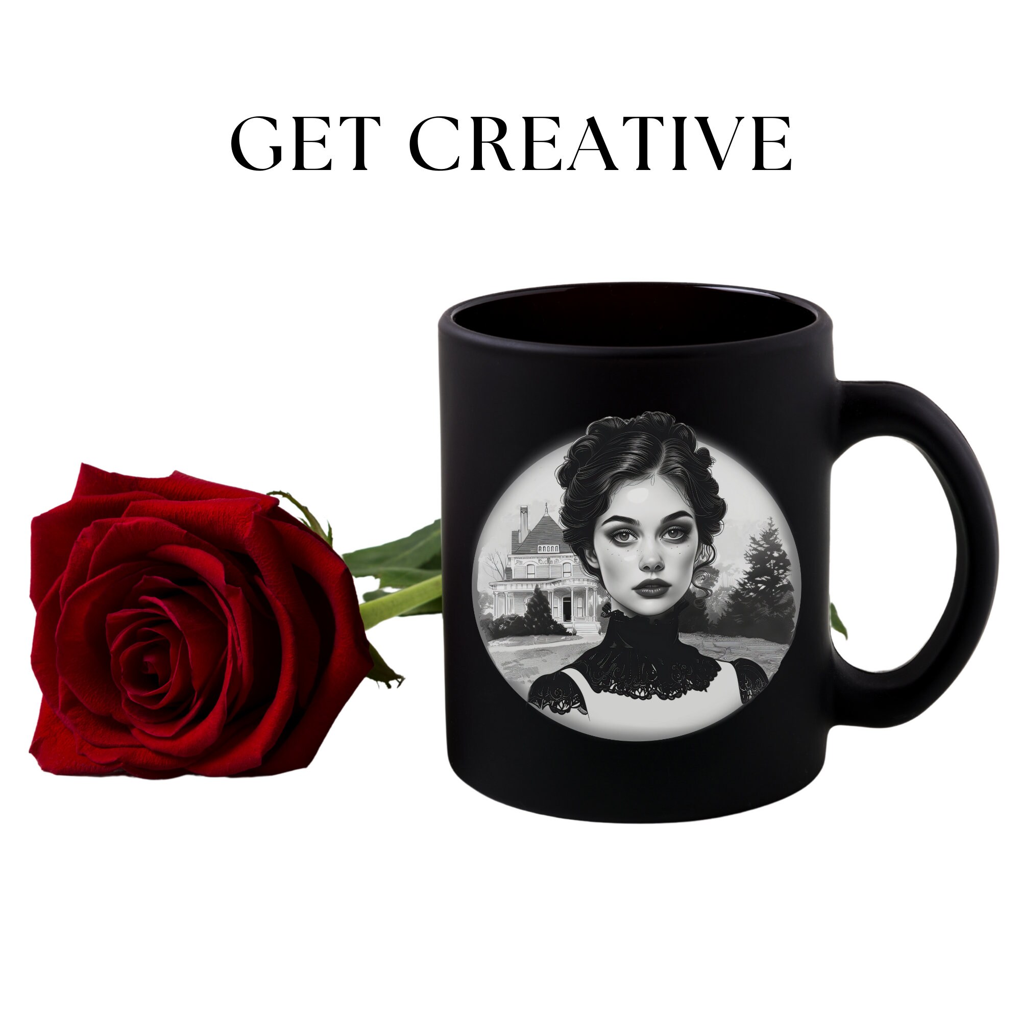 Gothic Homemaker Clipart Vintage Dark Elegance Housewife Nostalgic ...