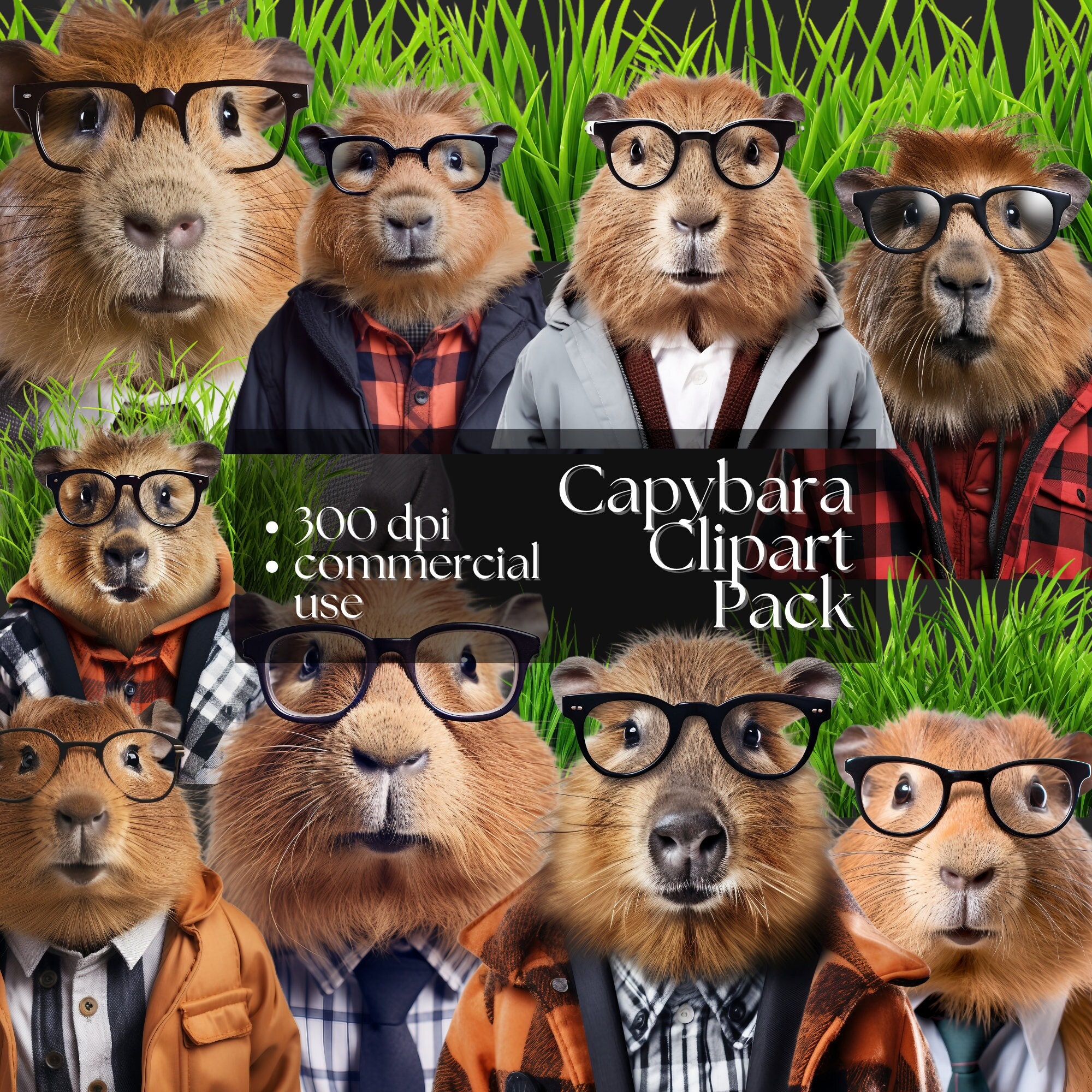 Capybara Clipart Set Cute Capybara Digital Graphics Adorable Rodent ...