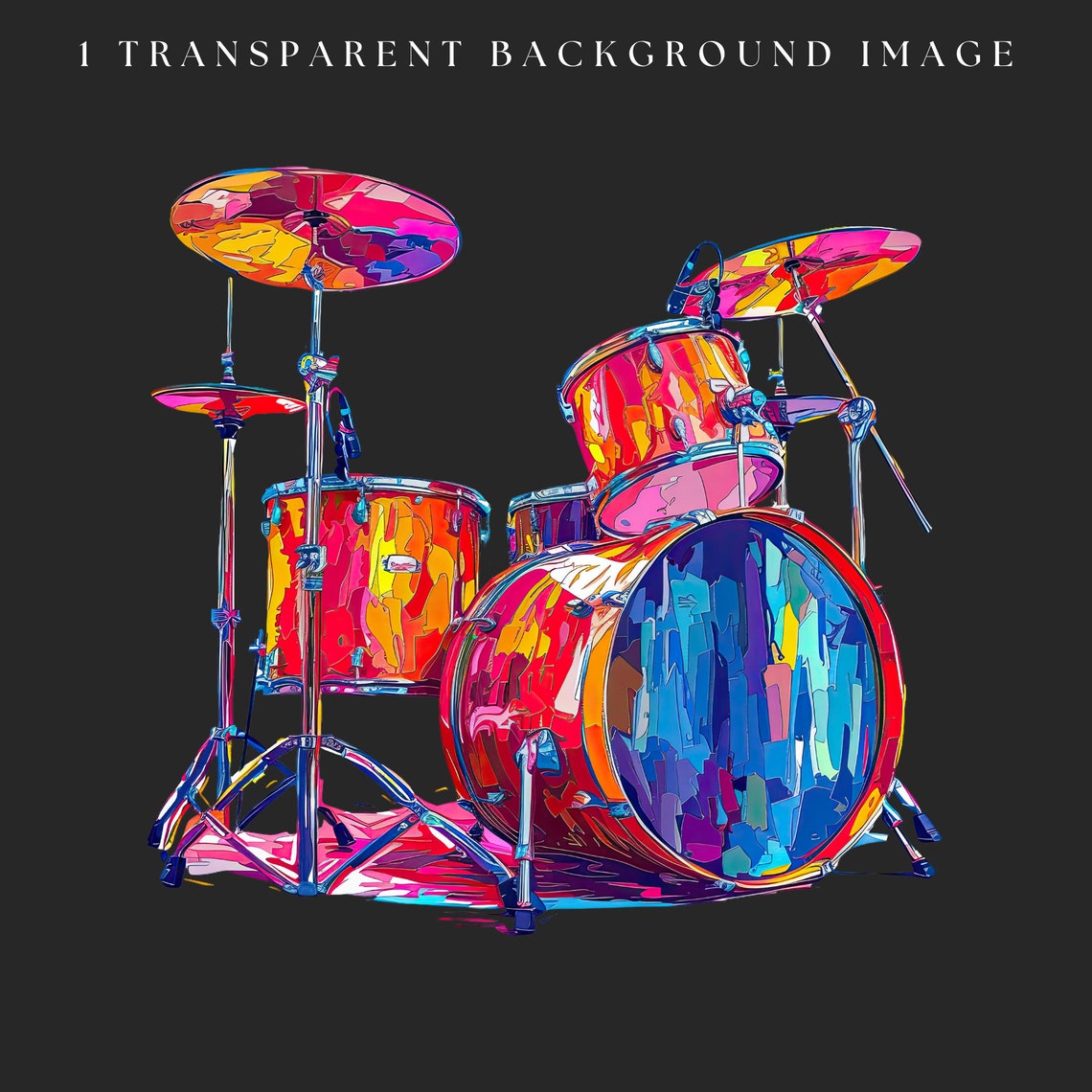 Colorful Drum Set Clipart - Rockband Drummer Graphic Musical Art ...
