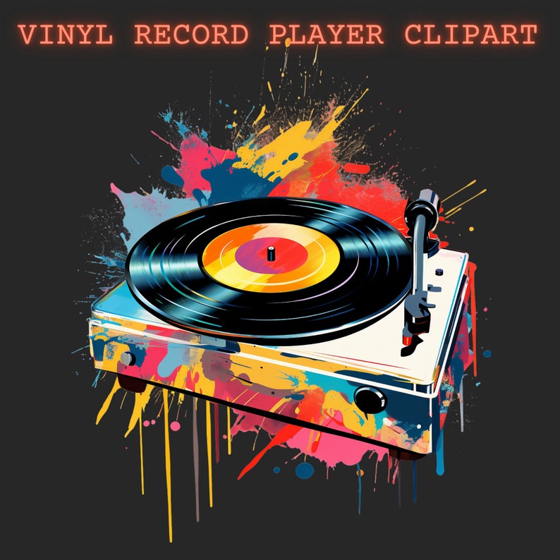 Vinyl Record Player Clipart Colorful Record Player Dollar Deal Instant ...