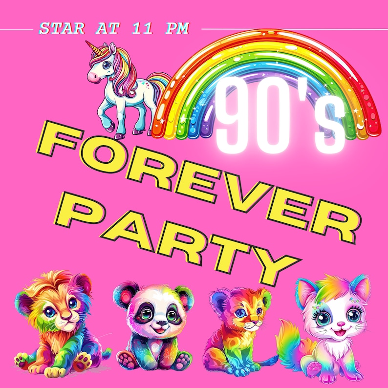 Bright 90s Style Clipart Collection - Whimsical Animals, Cupcakes ...