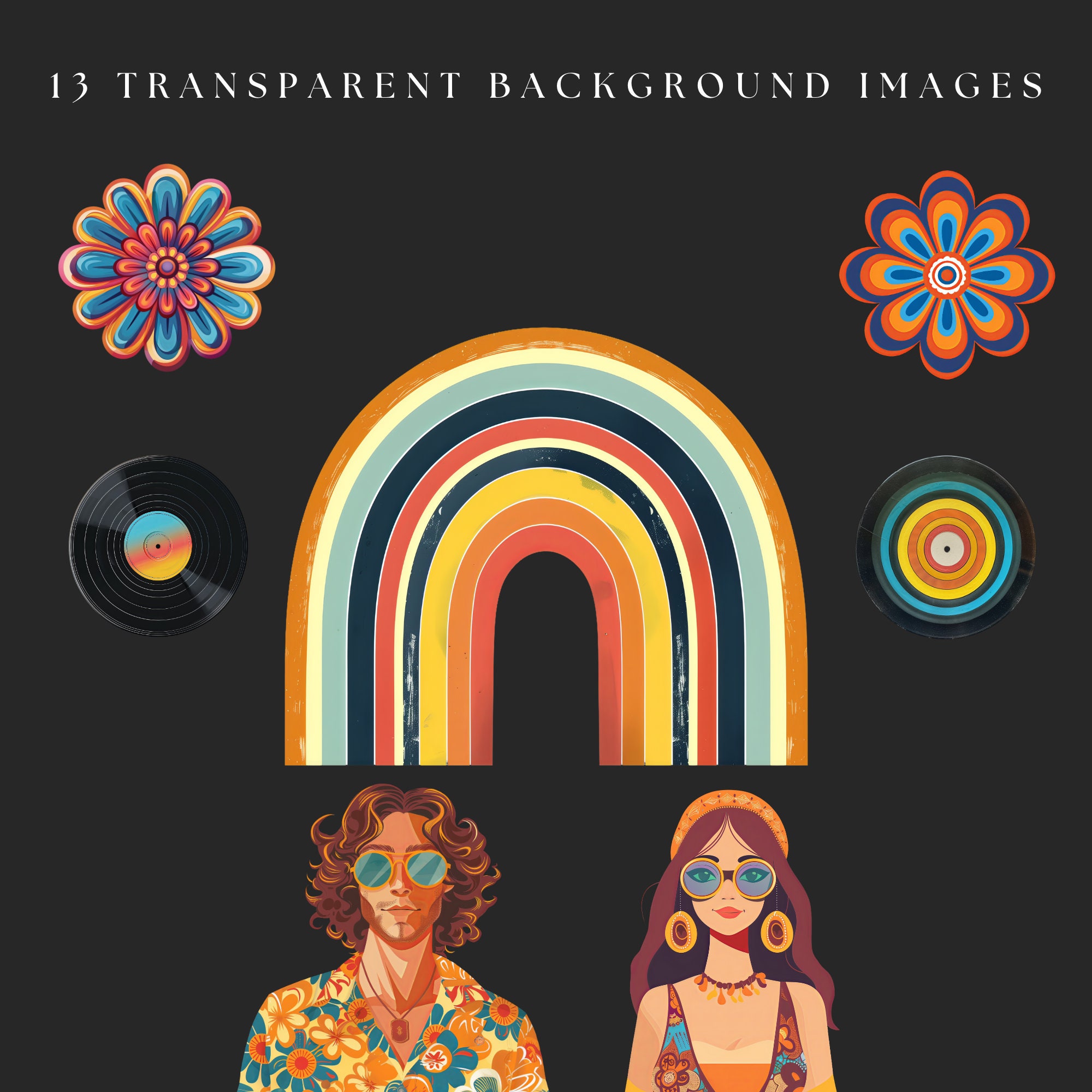 70s Retro Clipart - Groovy Disco Graphics 1970s Nostalgia Hippie Flower ...