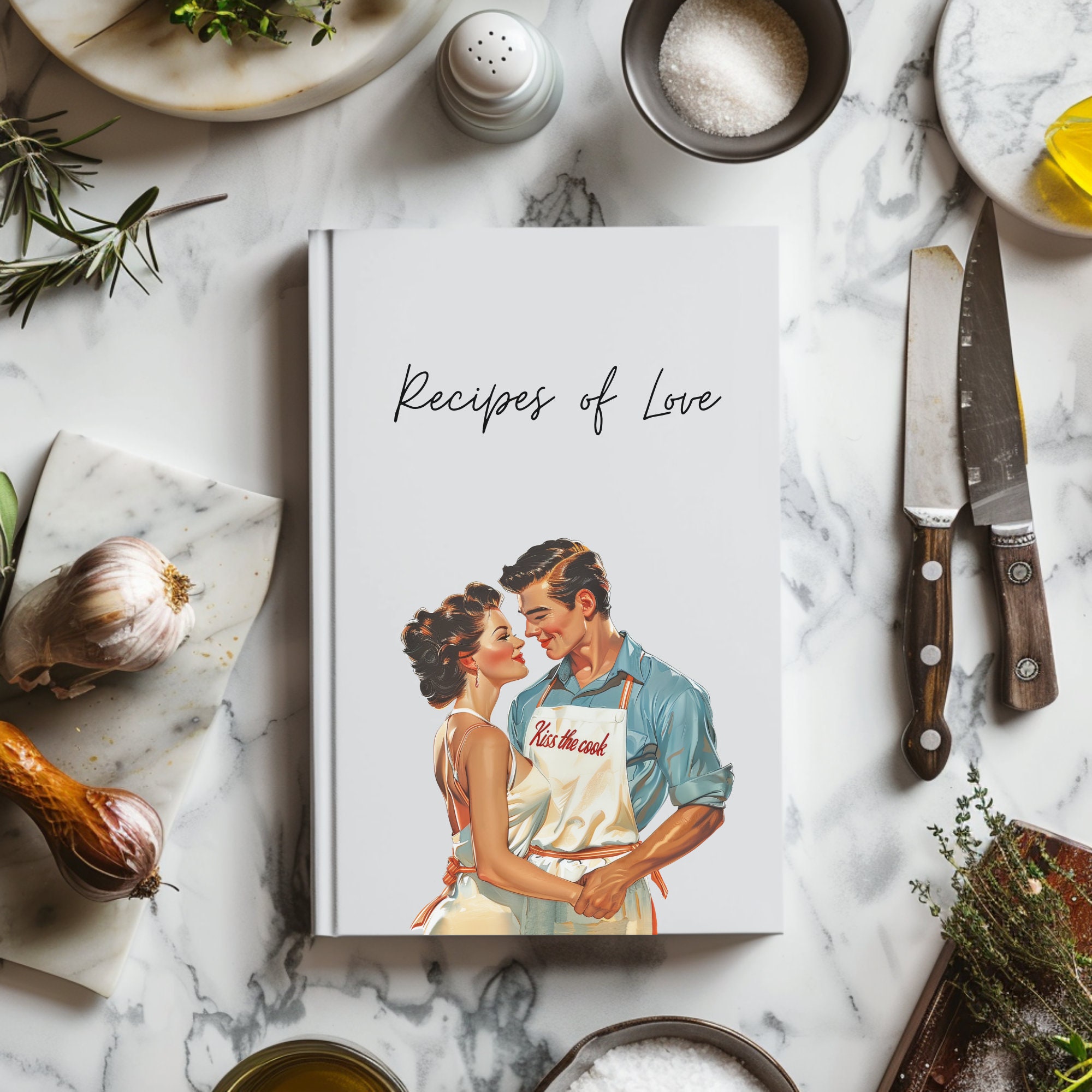 Kiss the Cook Clipart Vintage Couple Graphic Cooking PNG 1950s 1960s ...