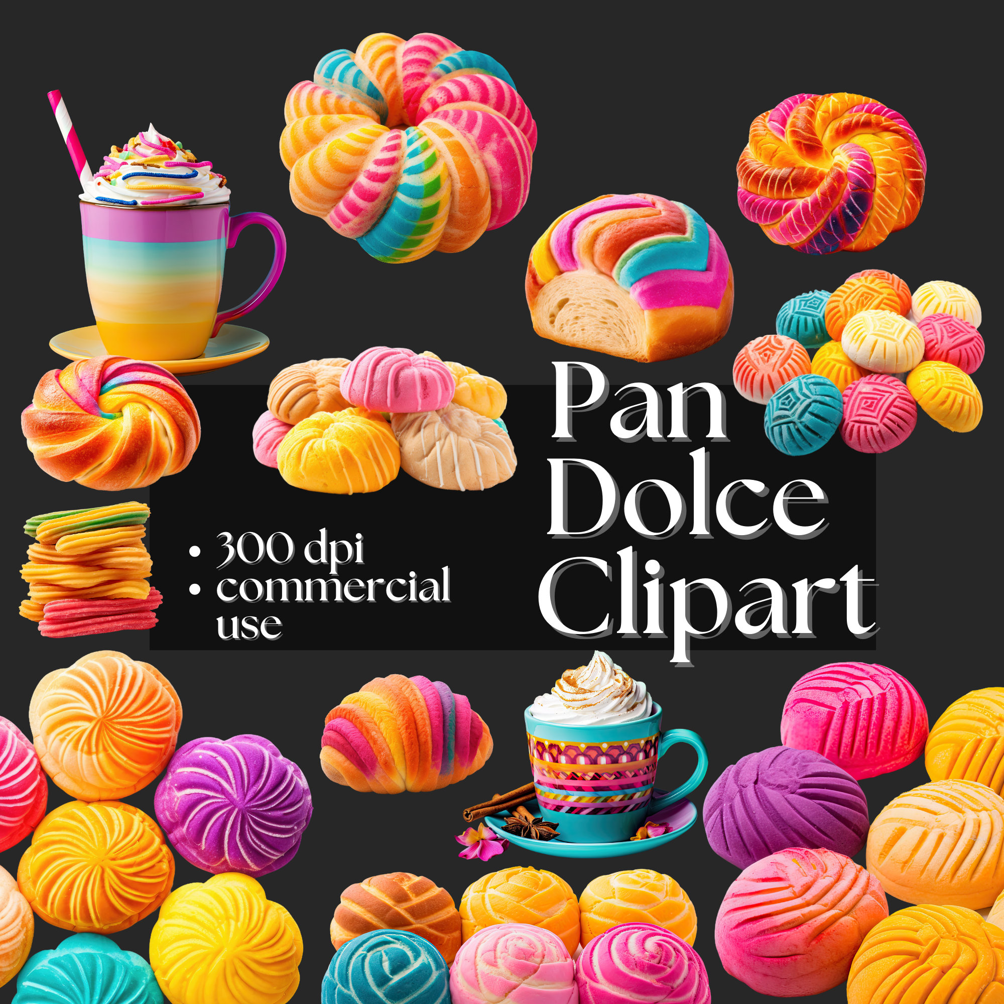 Pan Dulce Clipart Cafecito Y Chisme Mexican Cookies Latin American Food ...