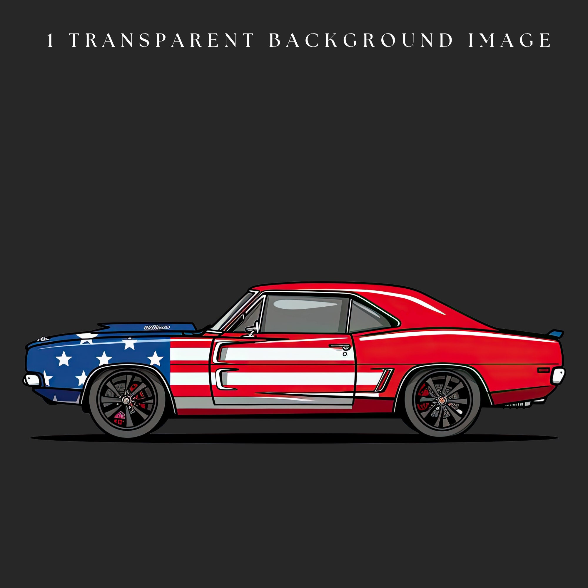 American Muscle Car Clipart - Patriotic Classic Car Graphic ...