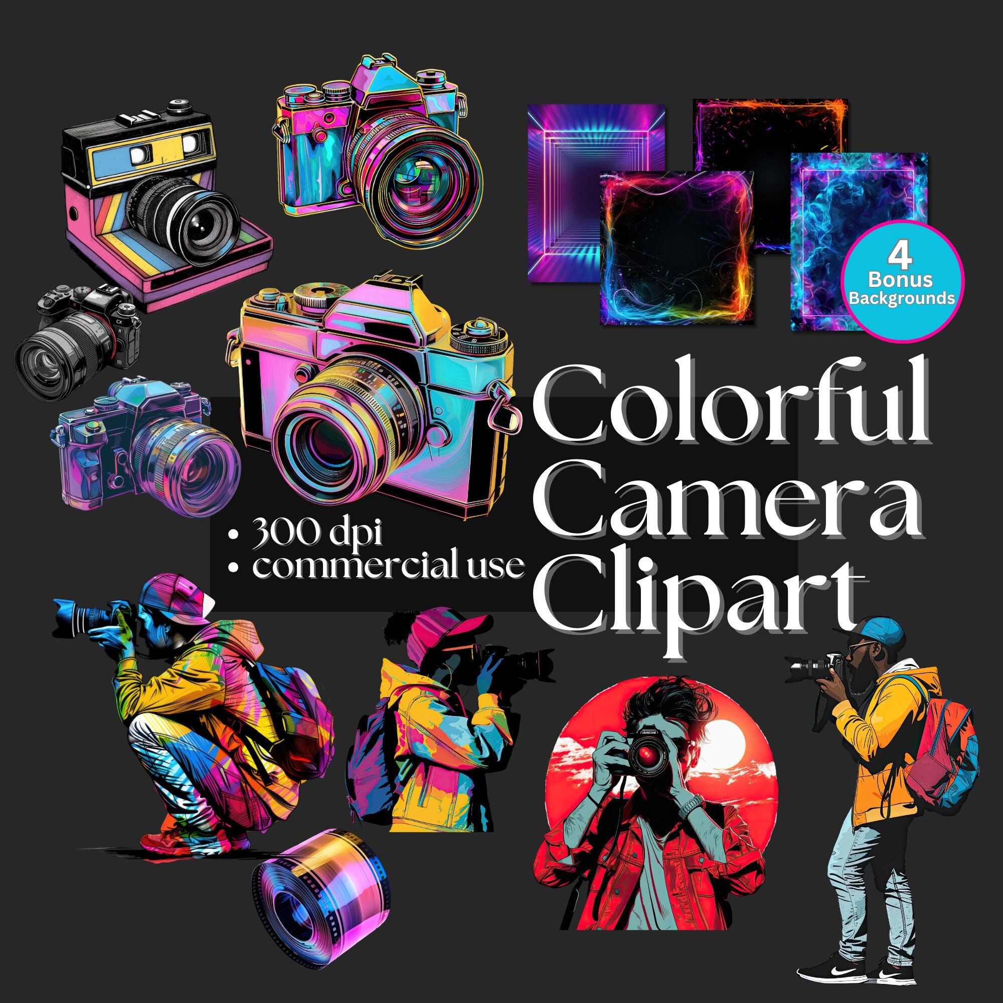 Colorful Camera Clipart - Photographer Graphic Photo Art Picture Taking ...